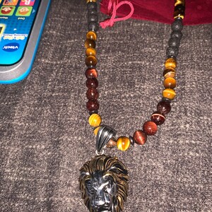 Lion Men's Necklace Protection Bead Necklace Healing - Etsy