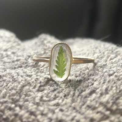Fern Ring, Plant Ring, Botanical Ring, Pressed Fern Ring, Gold Fern ...
