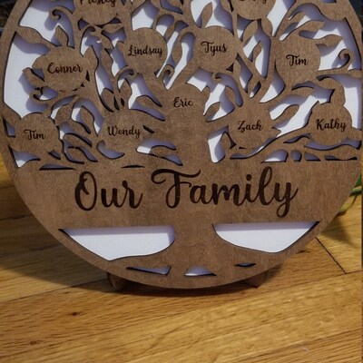 Family Sign, Custom Laser Engraved Family Tree Sign, Personalized ...
