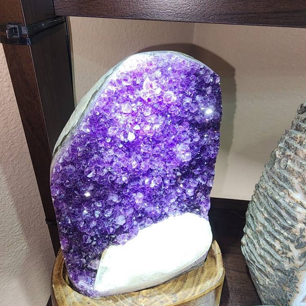 A628 Natural Amethyst Heart Sparkly Druzy Deep Purple Crystal Quartz W/stand AAA Grade Amethyst ...