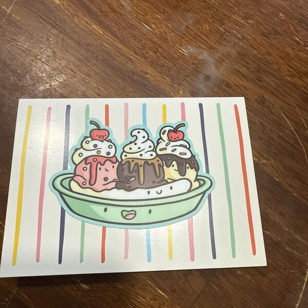 Banana Split Sticker| Waterproof Vinyl Sticker | Ice Cream Sundae | Ice ...