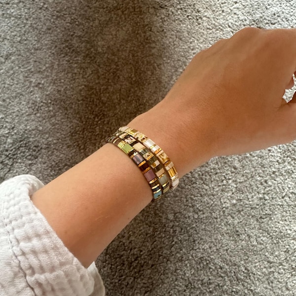 Bracelet En Perles Miyuki Tila Pour Femme Bracelet Japonais Elastique ...