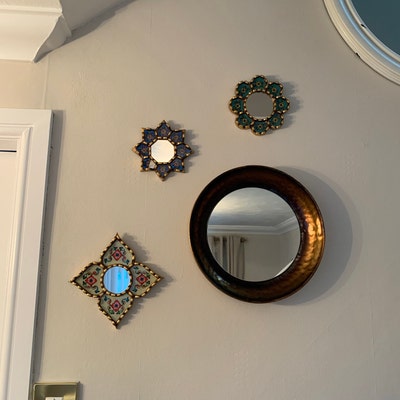 Small Accent Wall Mirror Set 3, Decorative Colorful Mirror of 6 for ...