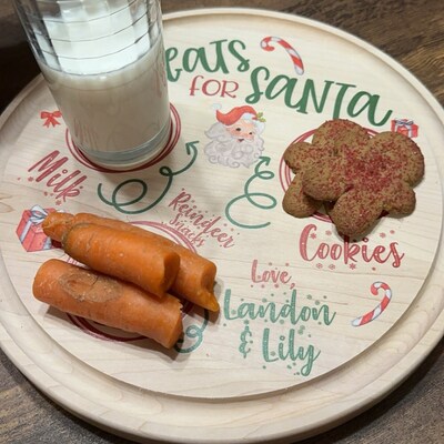 Wooden Santa Milk and Cookie Tray, Personalized Santa Cookie Tray ...
