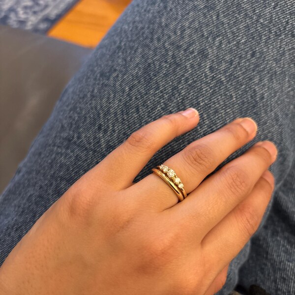 14k Solid Gold Wedding Ring, 2mm Round Wire Simple Spacer Ring, Not ...