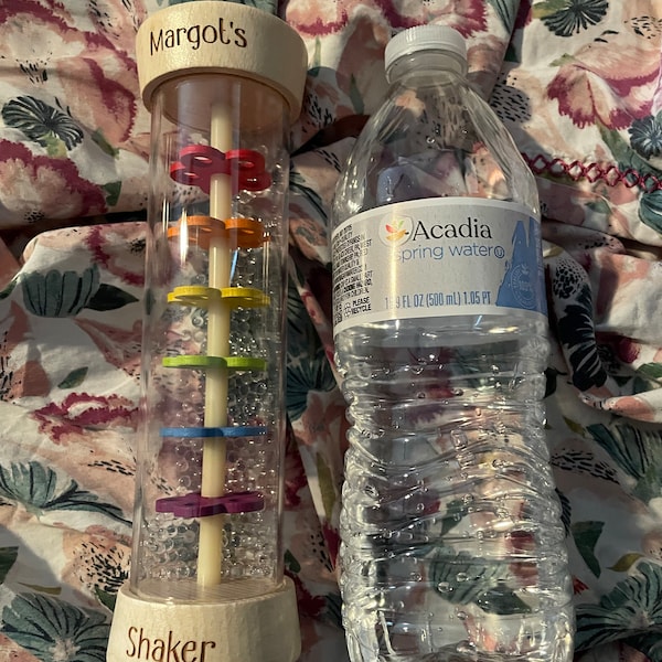 Personalised Wooden Rainbow Rattle Acoustic Toy - Rainmaker - Soothing ...