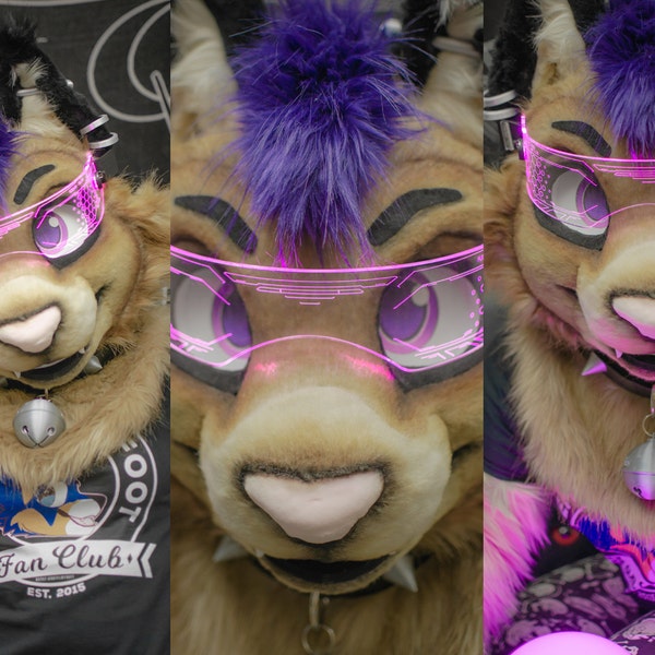 Illuminated Cyberpunk Cyber Goth Fursuit Visor WARCHIEF Clear **choose ...