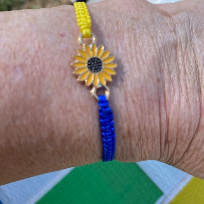 Handmade Bracelet With Ukrainian Flag Colors and Trident Charm. Stand ...
