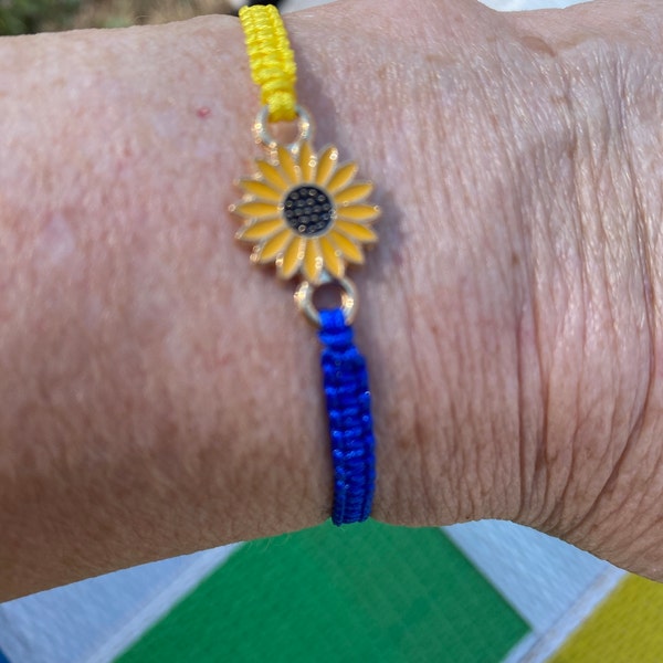 Handmade Bracelet With Ukrainian Flag Colors and Trident Charm. Stand ...