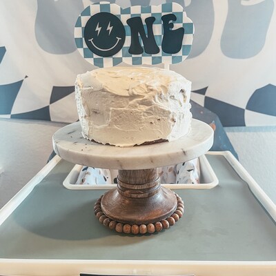 Checkered One Smiley Face Cake Topper Smiley O ONE Happy Dude Checkered ...