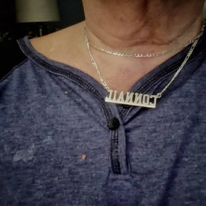 Custom Name Necklace for Men With Figaro Chain, Customize Name Plate ...