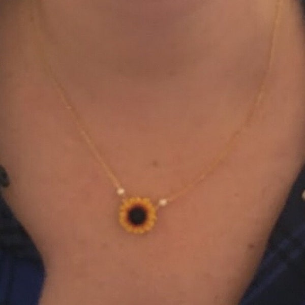 ORIGINAL Red Yellow Sunflower Pendant Necklace. Red Yellow Sunflower ...