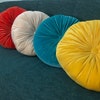 Midnight Blue Velvet Round Soft Decorative Circle Cushion Boho Pillow ...