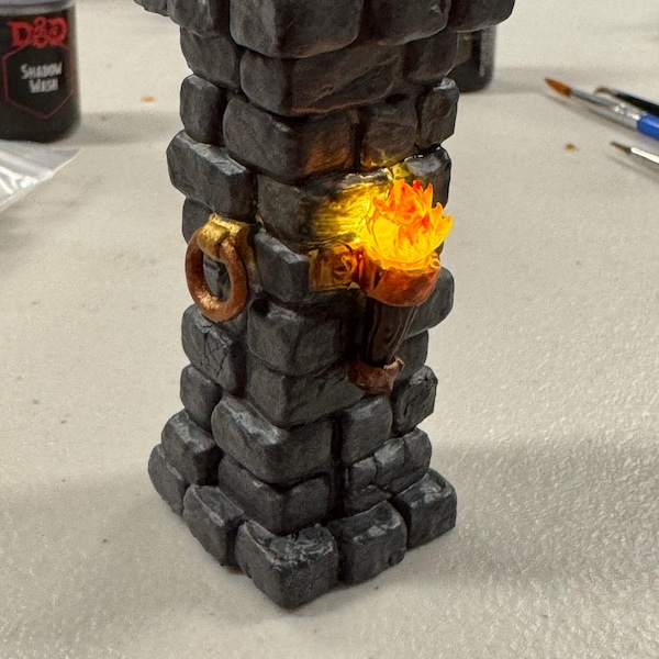 Column With Torch, LED Fantasy Miniatures, Light Effect, Dnd, TTRPG ...