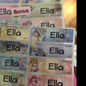 Waterproof Name Labels, Waterproof Name Stickers, Disney Princess ...