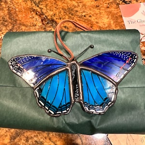 Blue Butterfly Stained Glass Butterfly Glass Wings Stained Glass Blue ...