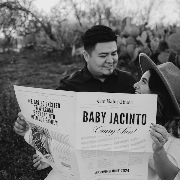 Editable Newspaper Pregnancy Announcement, Canva Baby Newspaper ...