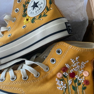 Custom Converse/converse High Tops/embroidered Sweet Rose and Lavender ...