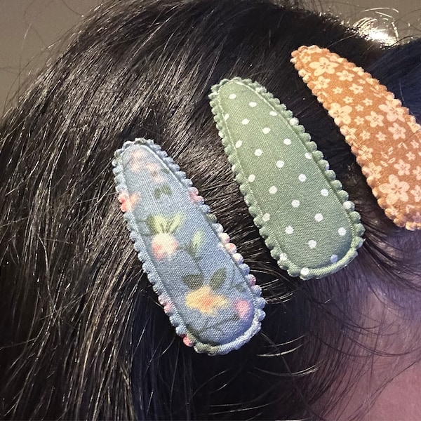 GAIA SET of 5 Fabric Snap Clips, Baby Girl Hair Clips, Girl Hair ...