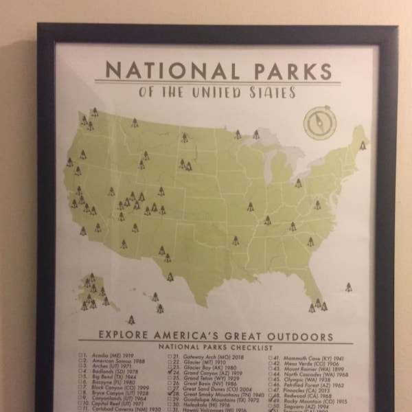 National Parks Map of the United States - 63 Parks Checklist - American ...