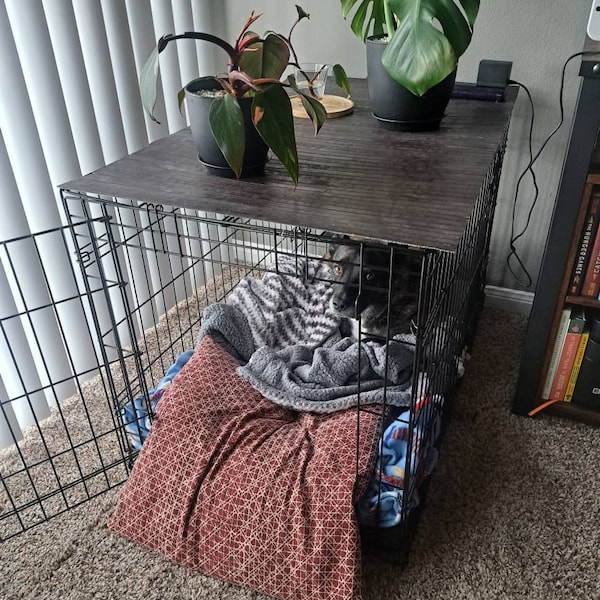 Modern Edge Wood Dog Crate Base, Walnut Stain, Safety Lip Secure Fit ...