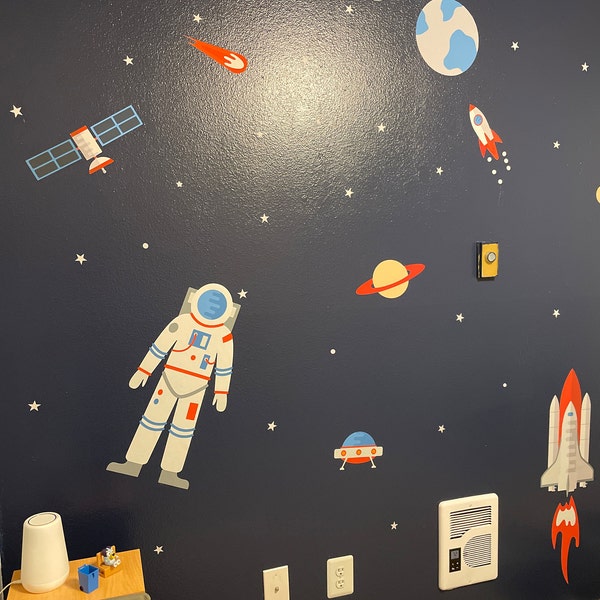 Outer Space Fabric Wall Stickers, Rocket Ship Wall Decal Astronaut ...