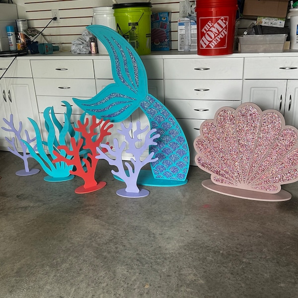 Enchanting Sea Shell Wood Prop Mermaid Theme Decor Under the Sea Party ...