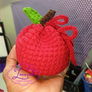 Crochet Apple Drawstring Sack PDF PATTERN - Easy Drawstring Bag, Pouch ...