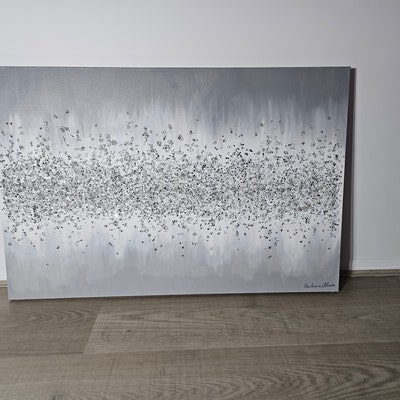 Large Pearl White, Iridescent, Textured Abstract Painting, White Wall ...