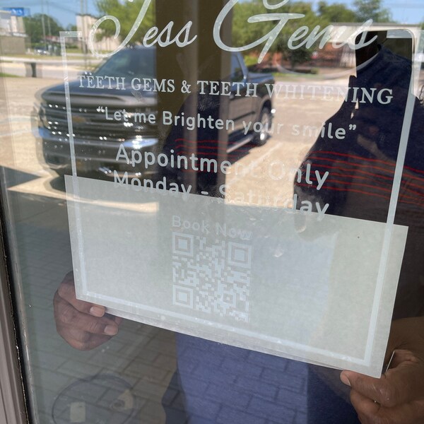 Custom Storefront Window Welcome Sign With QR CODE | Business Hours ...