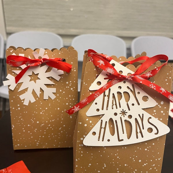 Christmas Gift Bag Set | Kraft Favor Bags | Holiday Candy Pouches for ...