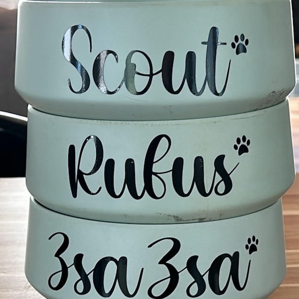 Personalized Pet Decal, Food and Water Bowl Decal, Dog Bowl Sticker ...