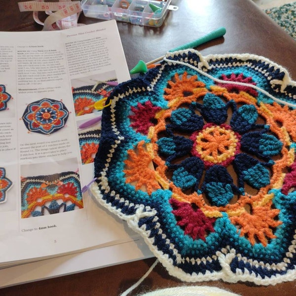 Persian Tiles Crochet Blanket Pattern & Yarn Pack: Marrakesh Colorway ...