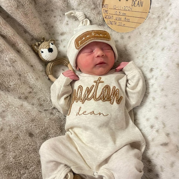 Baby Boy Coming Home Outfit Brown,newborn Boy Coming Home Outfit,baby ...