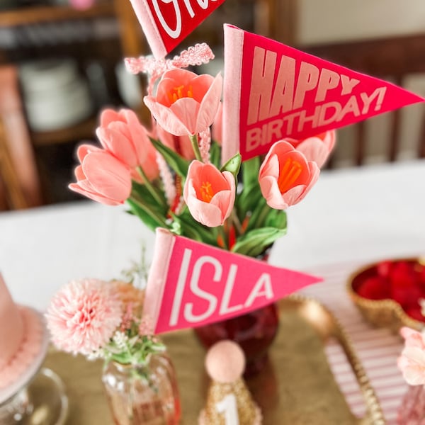 Custom Pennant on a Stick: Felt Personalized Word or Name Mini Pennant ...
