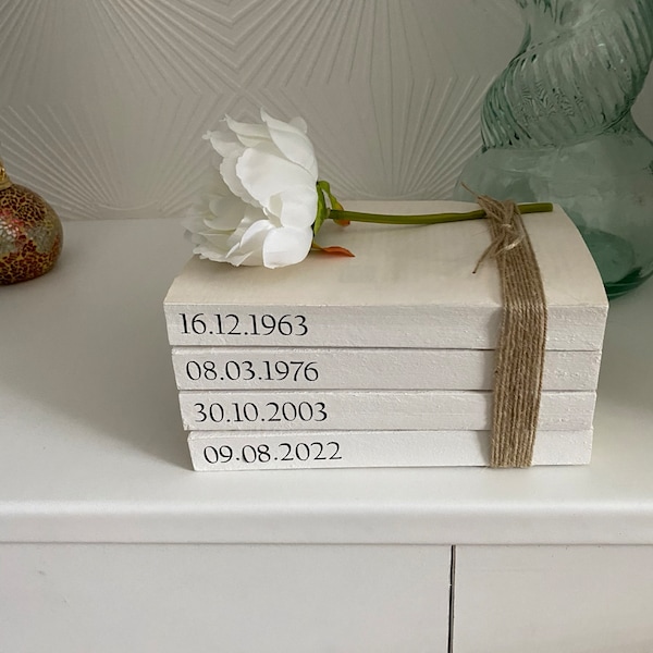 Special Dates Personalised Book Stack! White Book Stacks- Home Decor ...