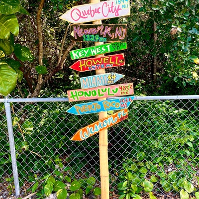 Directional Signs Tiki Decor Tropical Home Decor Yard Destination Signs ...