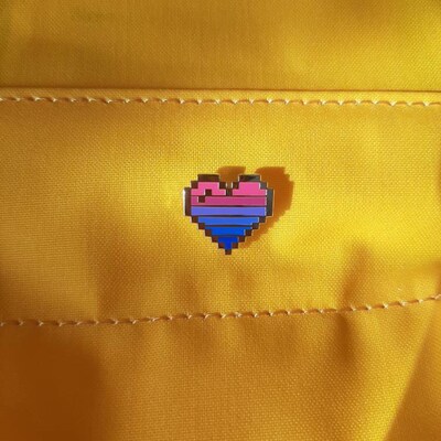 Bisexual Pixel Heart Pin Subtle Bi Pride Flag Accessory Gift Queer LGBT ...