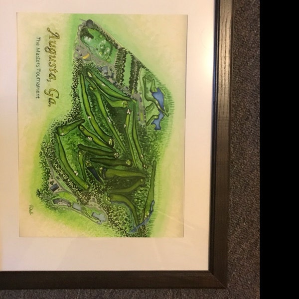 The Masters Tournament Golf Course Map, Watercolor, Giclee Print - Etsy