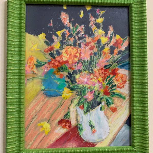 Eclectic Picture Frames Colorful Ridges Funky Decor Vintage Lime Green ...