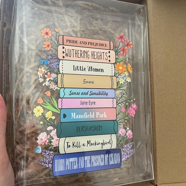 Miniature Wooden Bookshelf With Mini Books - Handmade Display Case for ...