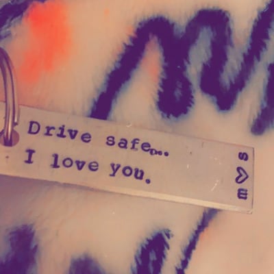 Custom Initials drive Safe... I Love You Hand Stamped Aluminum Keychain ...