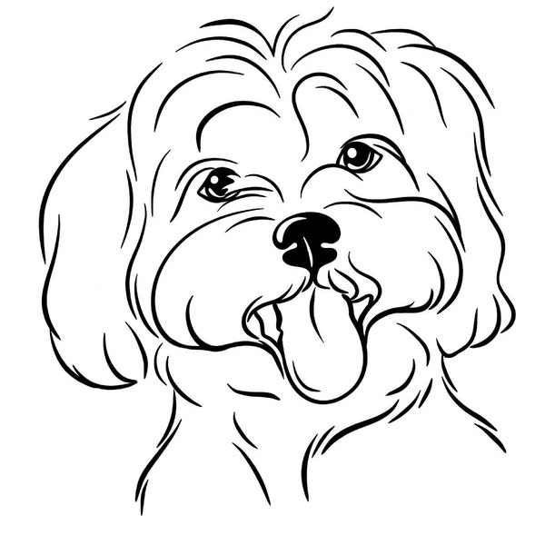 Custom Dog Portrait, Line Drawing, Pet Art, Line Dog Portrait, Dog ...