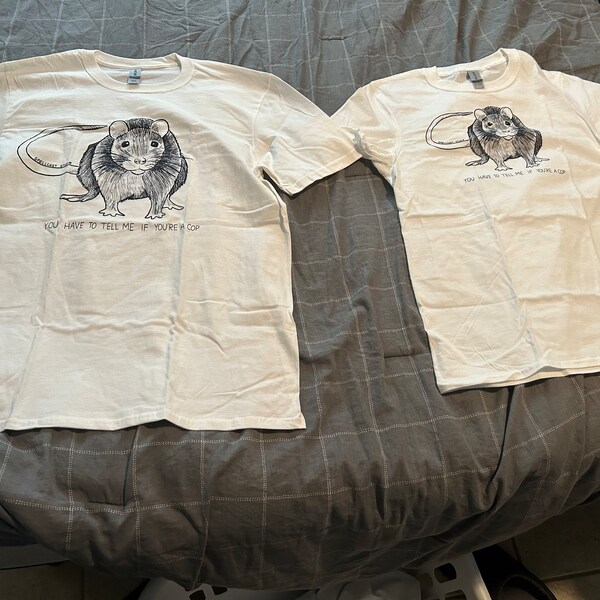 Rat Tee Shirt, "you Have to Tell Me If You're a Cop" Funny Rats Tshirt ...