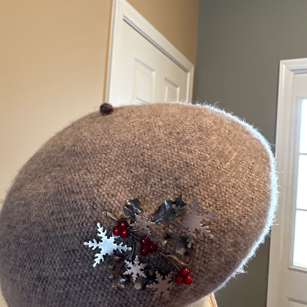Holly Berry Brooch- Snowflake Jewelry- Holiday Brooch- Snowflake Pin ...