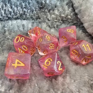 GLITTER CHARM Dnd Dice Set for Dungeons and Dragons, Pink Sparkly ...