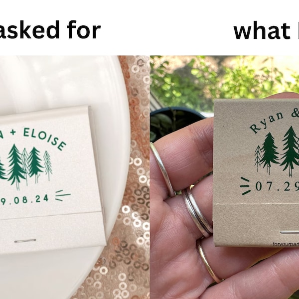 Custom Forest Names Matchbooks - Wedding Favor, Wedding Matches ...