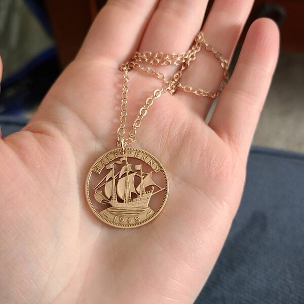Irish Red Deer Pendant, Irish 1 Pound Coin, Cut Coin Jewelry, Irish ...