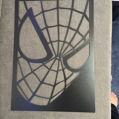 Spiderman Face Silhouette Wood Wall Art, Geometric Spider Man Wall ...