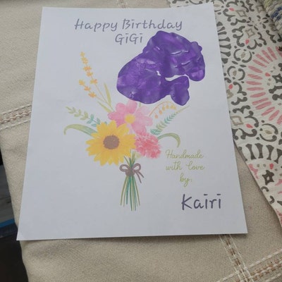 Happy Birthday Handprint Art Gift Keepsake Balloons Bouquet Craft DIY ...